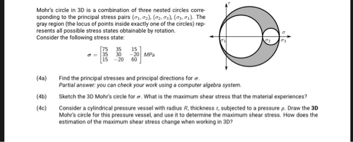Mohr's circle in 3D is a combination of three nested | Chegg.com