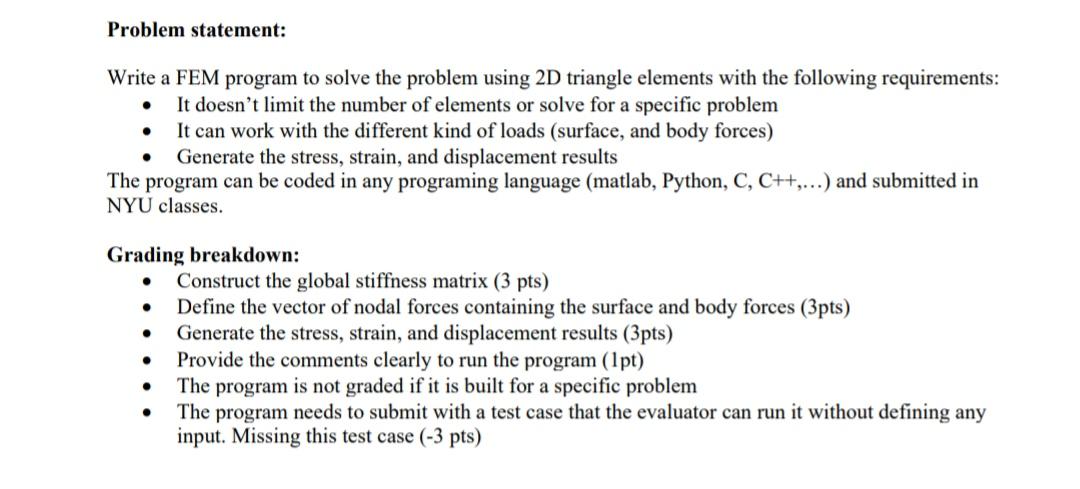Solved Problem statement: . . Write a FEM program to solve | Chegg.com