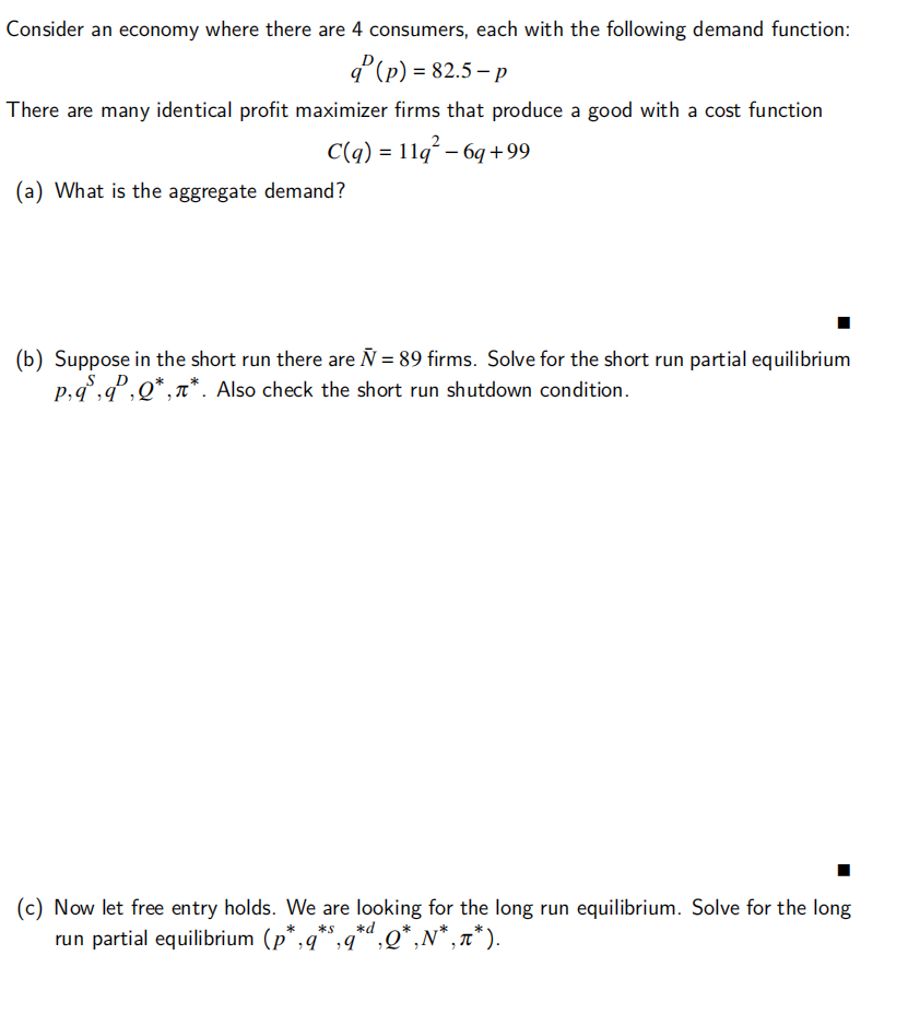 Solved Consider an economy where there are 4 consumers, each | Chegg.com