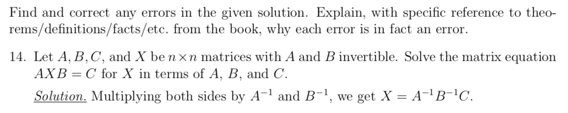 Solved Find and correct any errors in the given solution. | Chegg.com