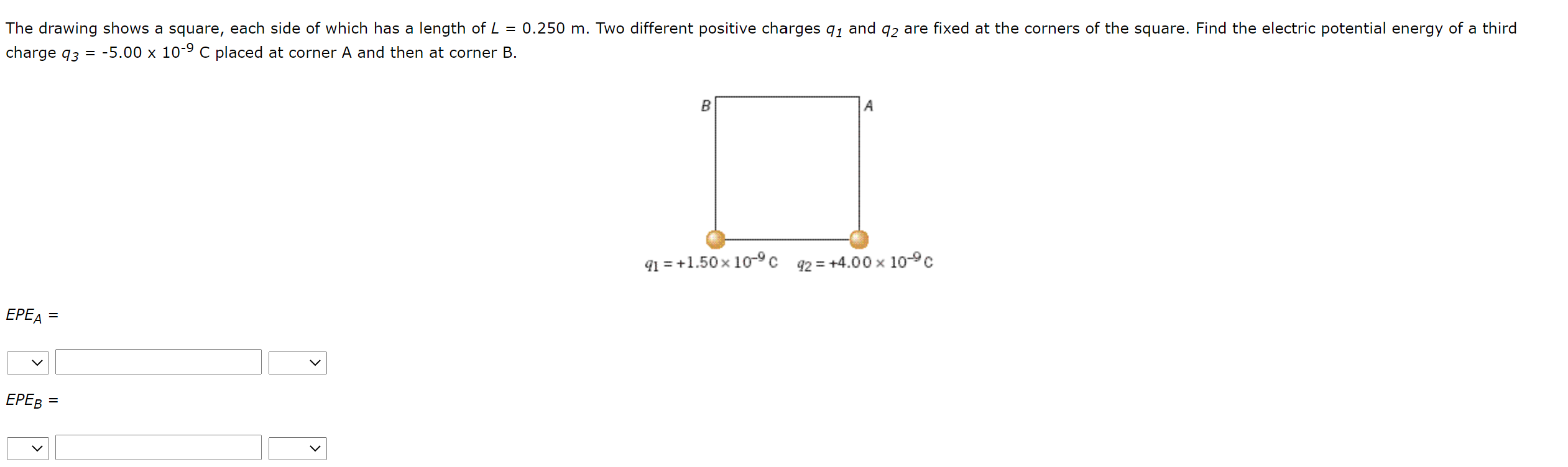 Solved The drawing shows a square, each side of which has a | Chegg.com
