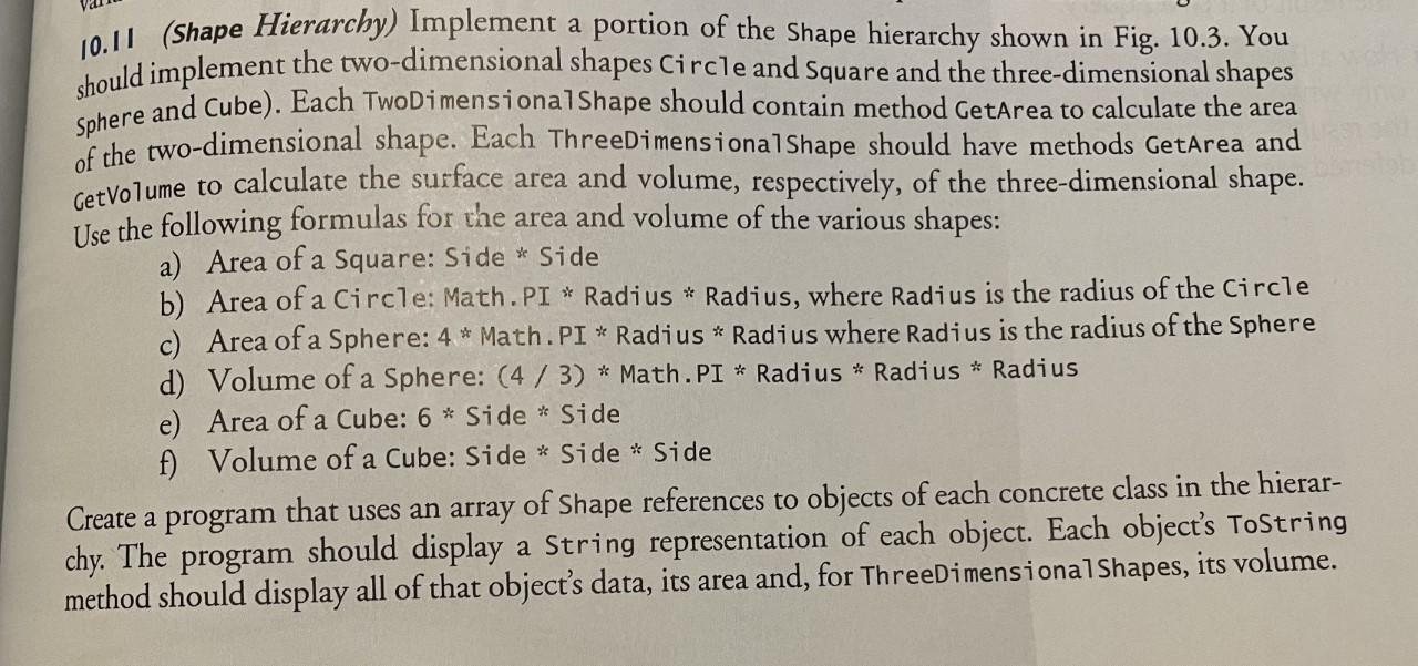 Solved 10.II (Shape Hierarchy) Implement a portion of the | Chegg.com Solved 10.II (Shape Hierarchy) Implement a portion of the | Chegg.com