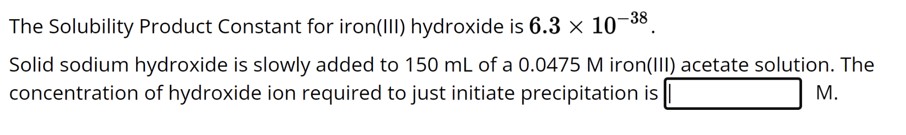 Solved The Solubility Product Constant for iron(III) | Chegg.com
