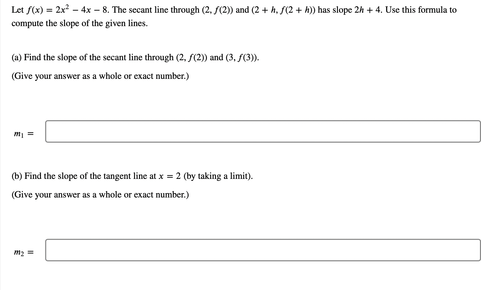 Solved Let 𝑓 𝑥 2𝑥2−4𝑥−8 The Secant Line Through