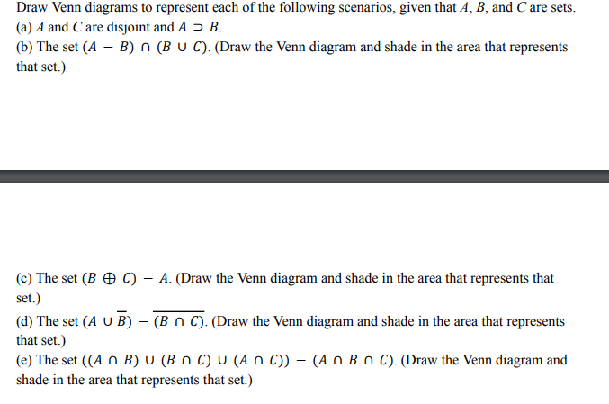 Draw Venn diagrams to represent each of the following | Chegg.com