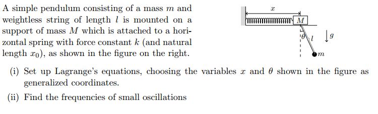 Solved A simple pendulum consisting of a mass m and | Chegg.com