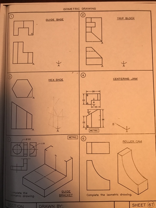 Solved ISOMETRIC DRAWING TRIP BLOCK CENTERING JAW METRIC | Chegg.com