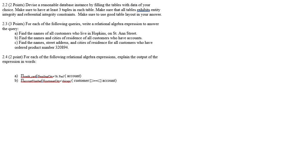 Solved DATABASE MANAGEMENT SYSTEMS - PLEASE ANSWER ALL OF | Chegg.com