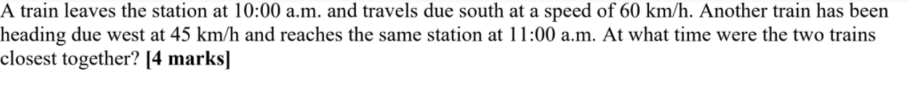 Solved A train leaves the station at 10:00 a.m. and travels | Chegg.com