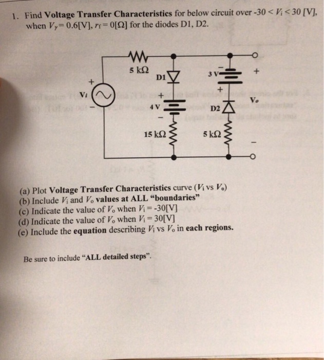 Solved 1. Find Voltage Transfer Characteristics for below | Chegg.com