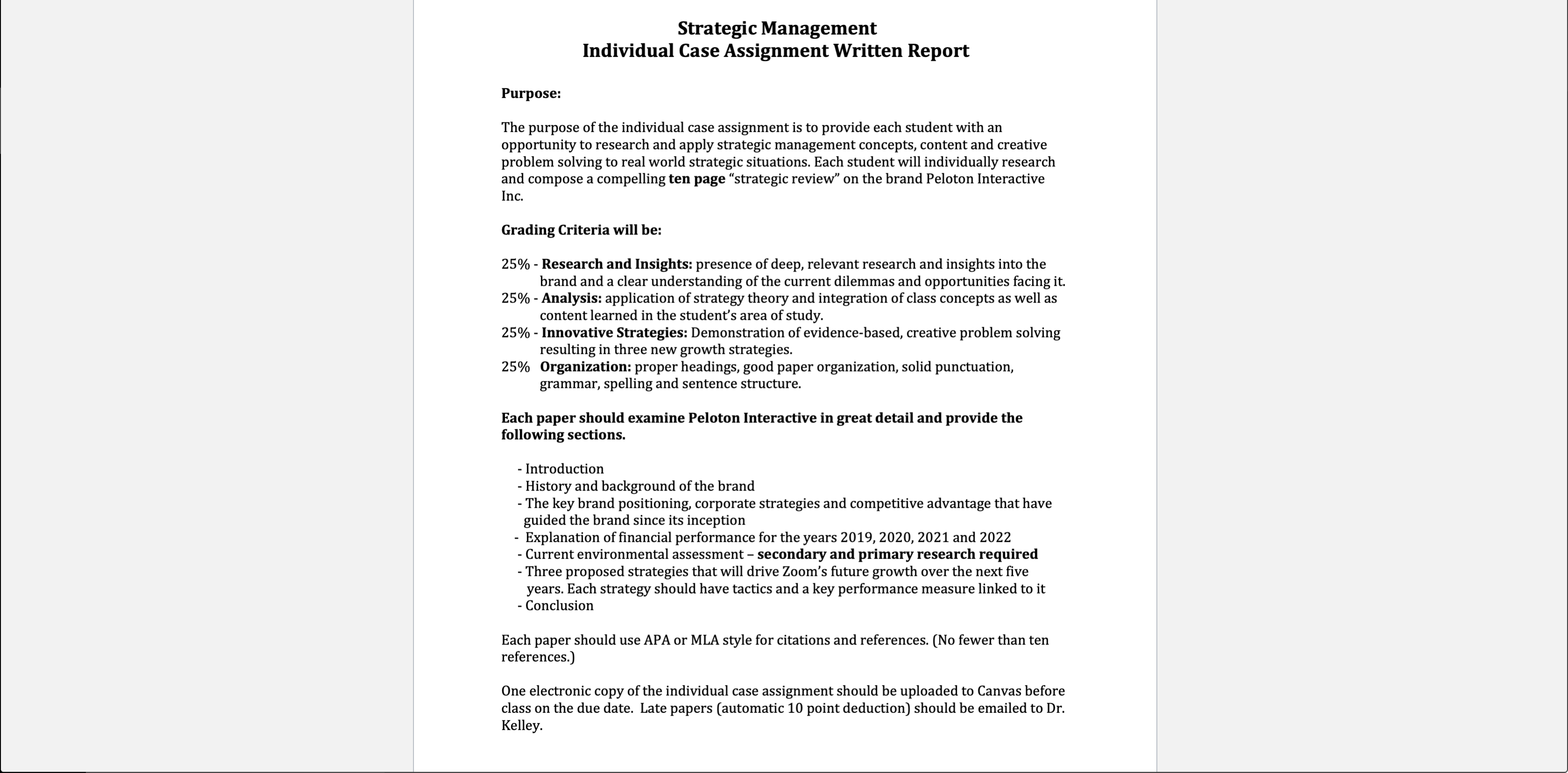Solved Strategic Management Individual Case Assignment | Chegg.com