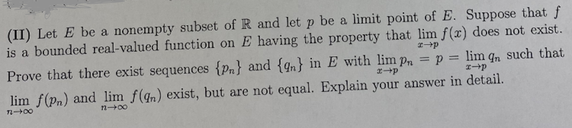 Solved (II) Let E be a nonempty subset of R and let p be a | Chegg.com