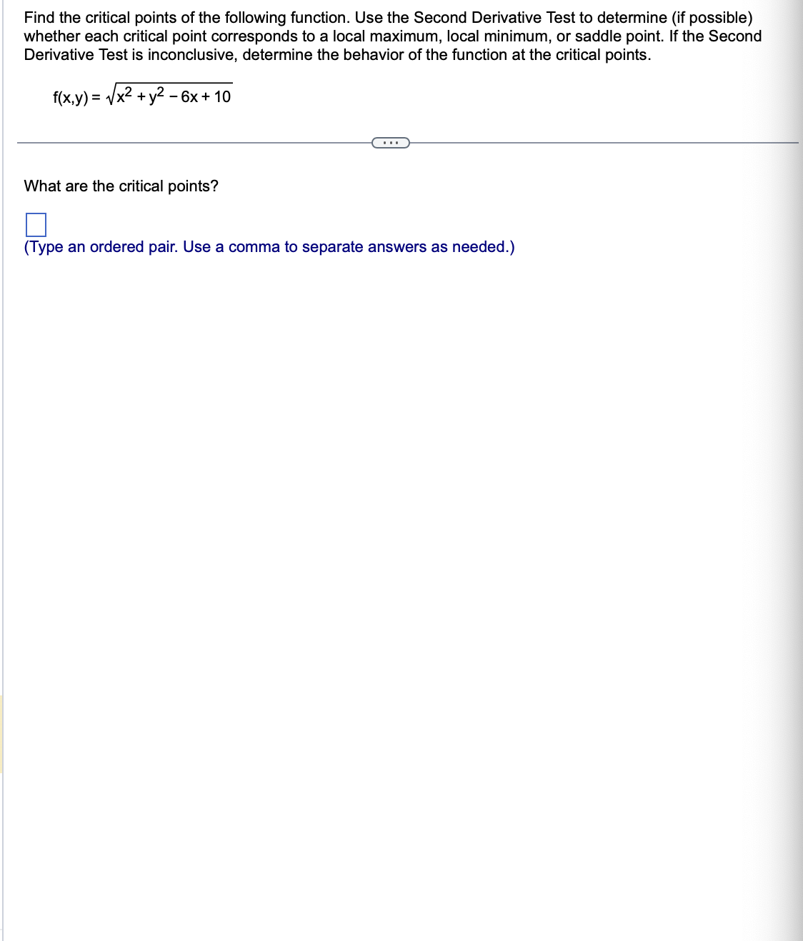 Solved Find the critical points of the following function. | Chegg.com