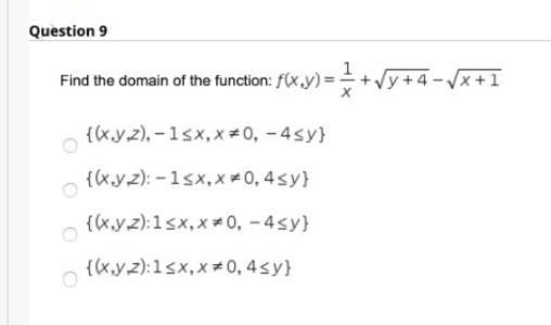 Solved Find The Domain Of The Function F X Y X1 Y 4−x 1