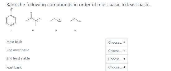 Solved Rank the following compounds in order of most basic | Chegg.com