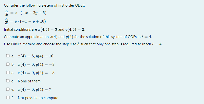 Solved Consider the following system of first order ODEs: | Chegg.com