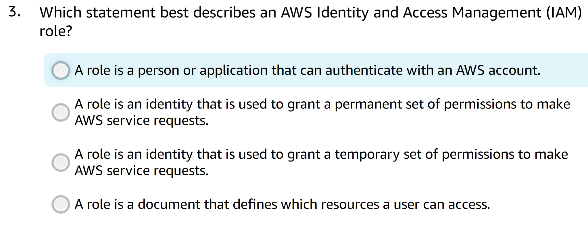 Solved Which statement best describes an AWS Identity and | Chegg.com
