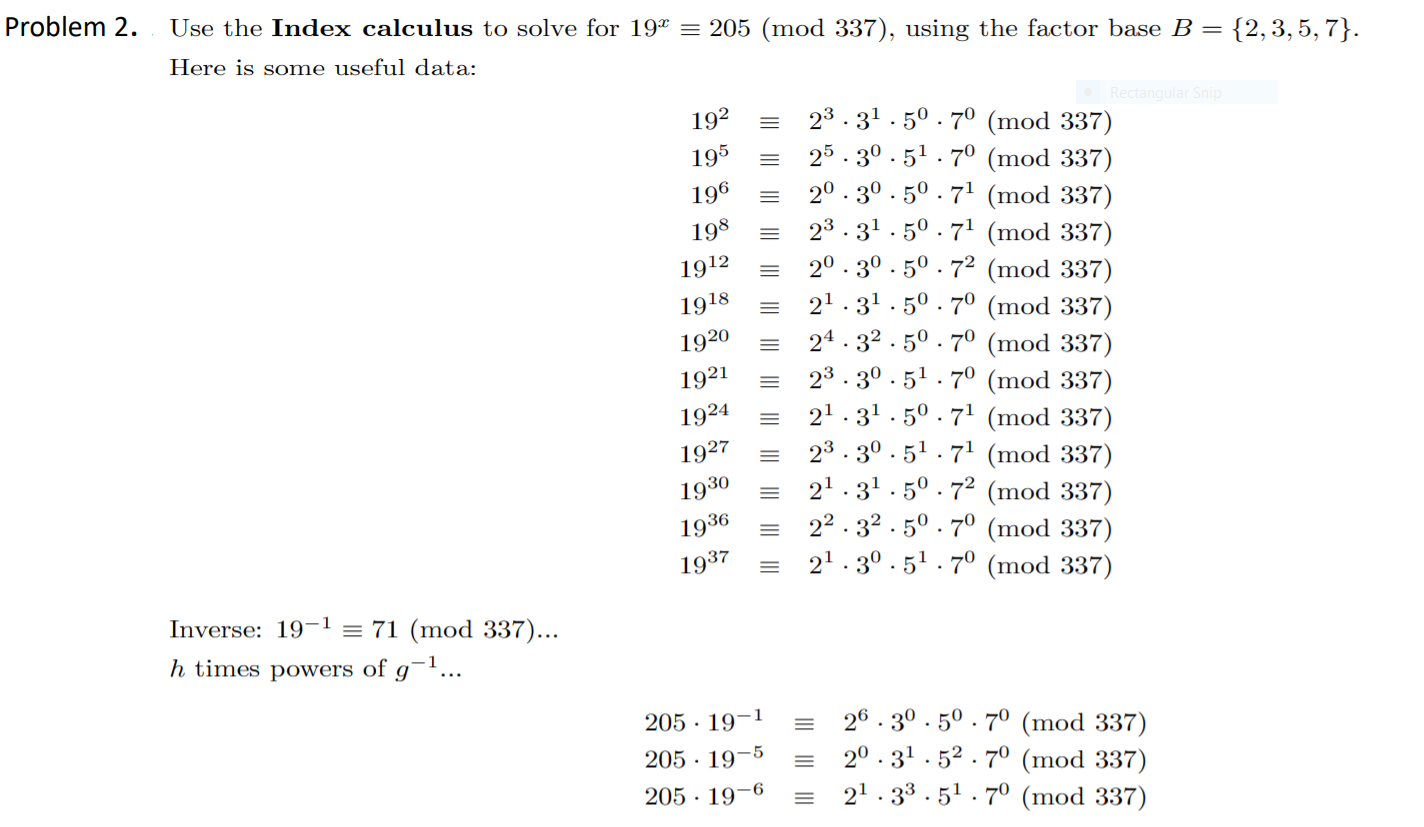 Solved Problem 2. 192 195 = = = {2,3,5,7). Use the Index | Chegg.com