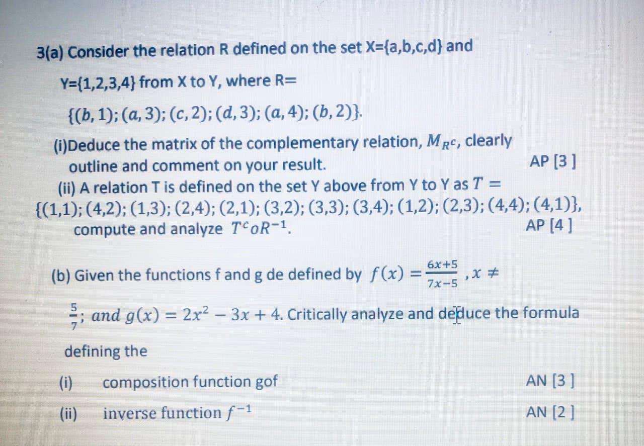 Solved 3(a) Consider the relation R defined on the set | Chegg.com