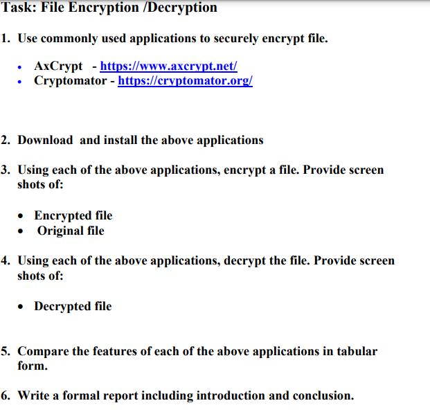 Solved 1. Use commonly used applications to securely encrypt | Chegg.com