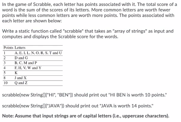 Solved In the game of Scrabble, each letter has points | Chegg.com