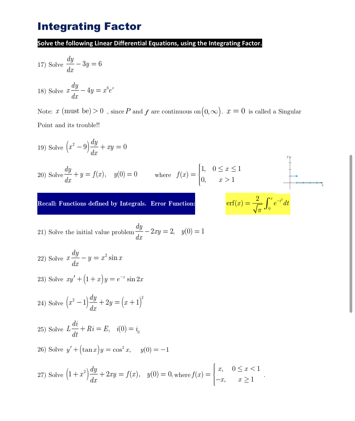 Solved Solve the following Linear Differential Equations, | Chegg.com