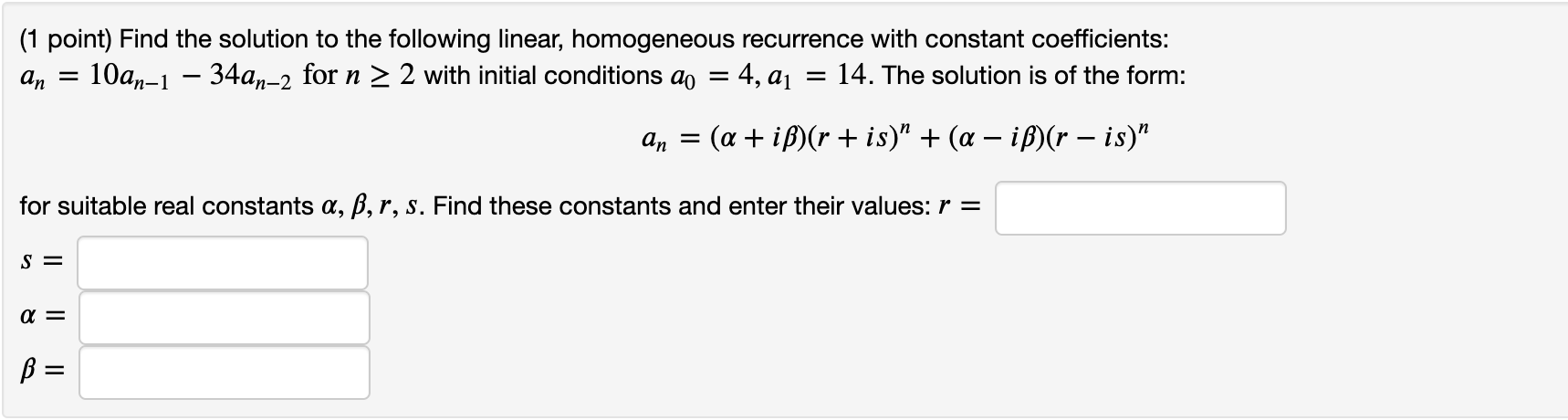 Solved (1 point) Find the solution to the following linear, | Chegg.com