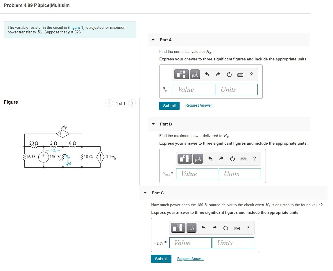 Solved Problem 4.89 PSpice|Multisim The variable resistor in | Chegg.com