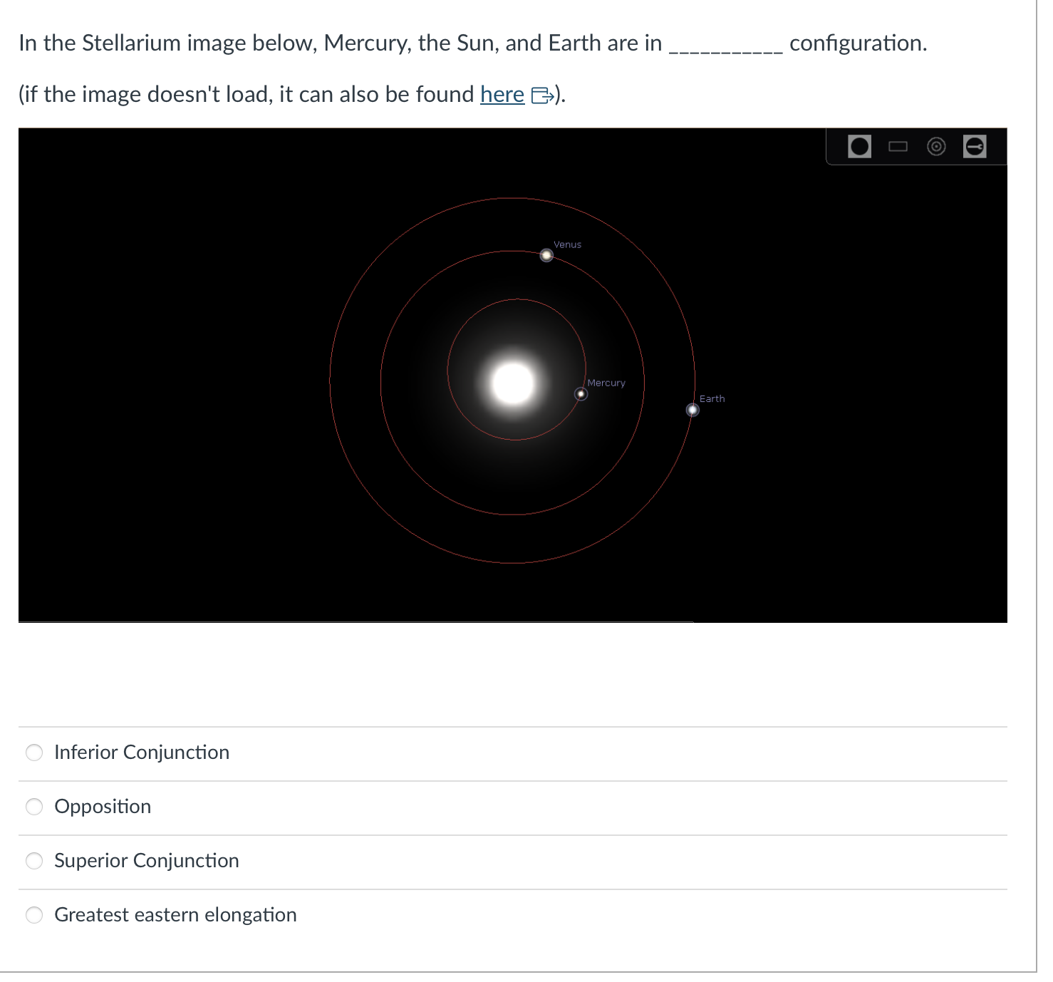 Solved In the Stellarium image below, Mercury, the Sun, and | Chegg.com