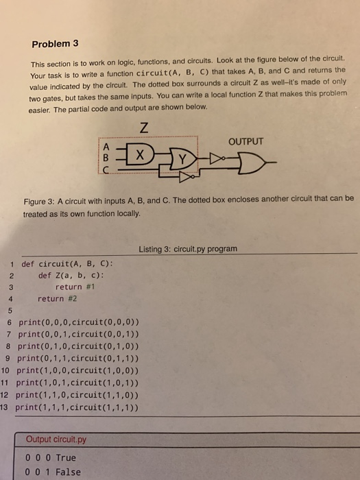 Solved Problem 3 This section is to work on logic, | Chegg.com