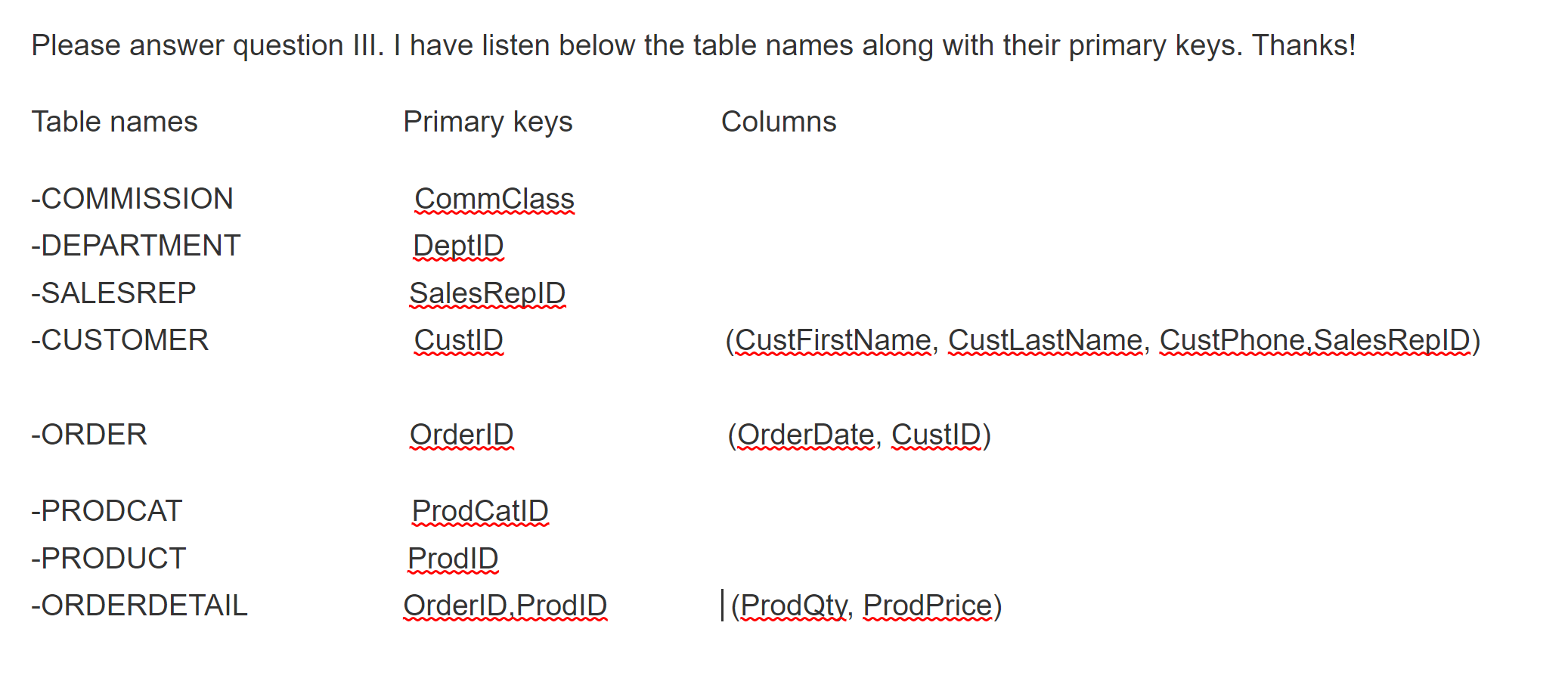 Solved Please answer question III. I have listen below the | Chegg.com