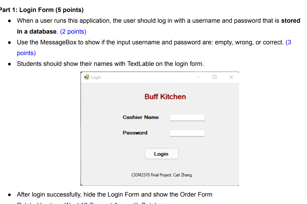 . Part 1: Login Form (5 points) When a user runs this | Chegg.com