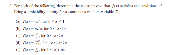 Solved 2. For each of the following, determine the constant | Chegg.com