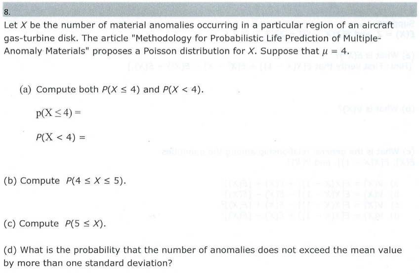 Solved 8 Let X be the number of material anomalies occurring | Chegg.com