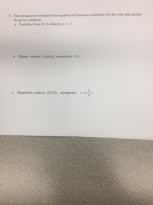 Solved Find an equation (standard-form equation in Cartesian | Chegg.com
