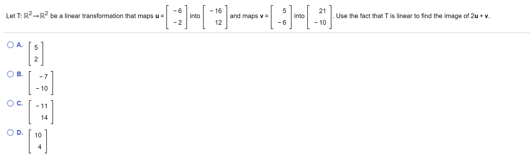 Solved Let T: R2-R2 be a linear transformation that maps u = | Chegg.com