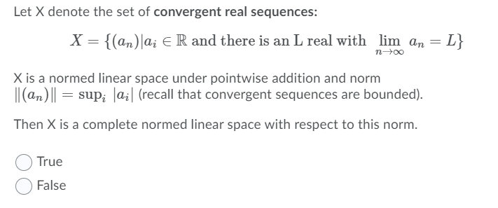 Solved Let X denote the set of convergent real sequences: X | Chegg.com