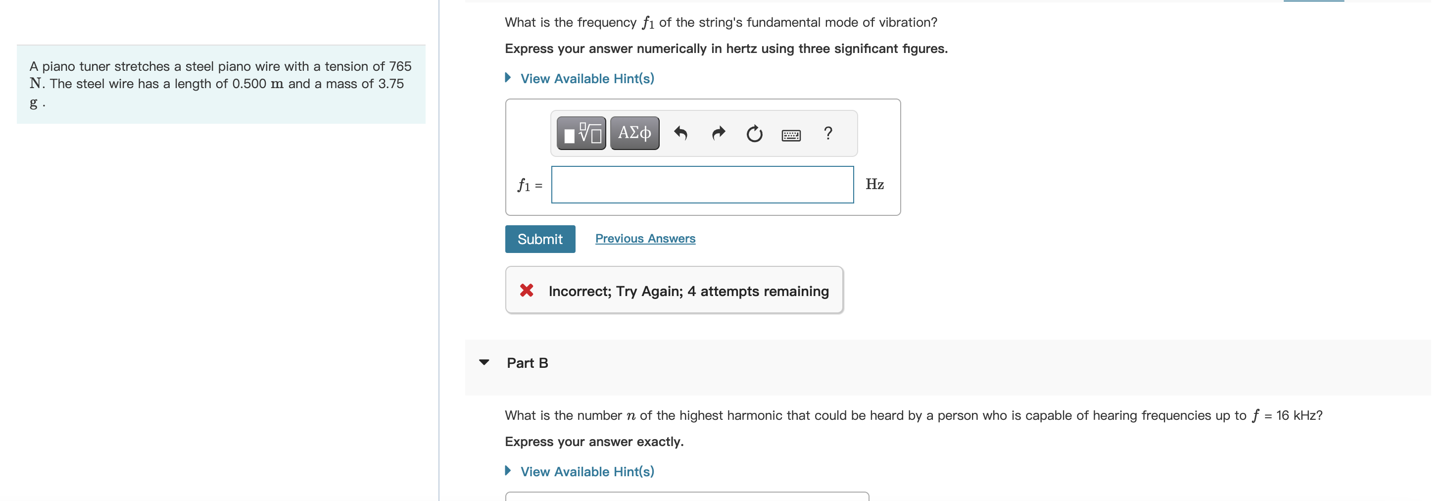 Solved What is the frequency f1 of the string's fundamental | Chegg.com