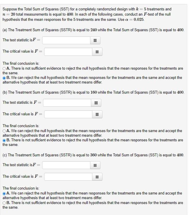 Solved Suppose the Total Sum of Squares (SST) for a | Chegg.com