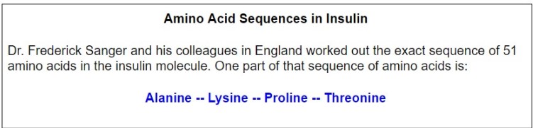Solved Amino Acid Sequences in InsulinDr. ﻿Frederick Sanger | Chegg.com