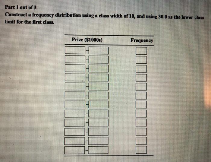 Part 1 Out Of 3 Construct A Frequency Distribution 