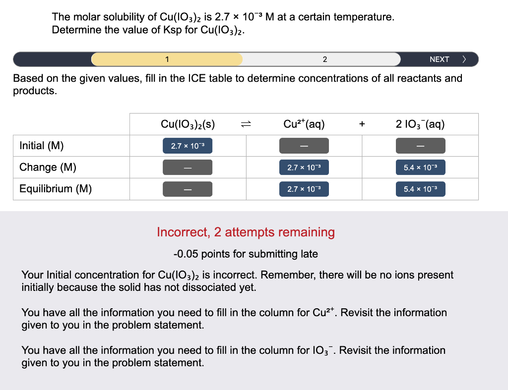 Solved The molar solubility of Cu(IO3)2 is 2.7 * 10 Mat a | Chegg.com