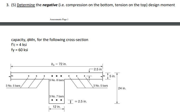 Solved 1. (5) Determine the positive design moment capacity, | Chegg.com