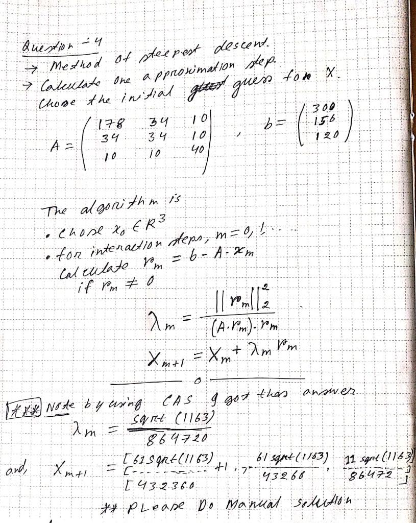 Solved Question -4 + Method of steepest descent. 7 Calculate | Chegg.com