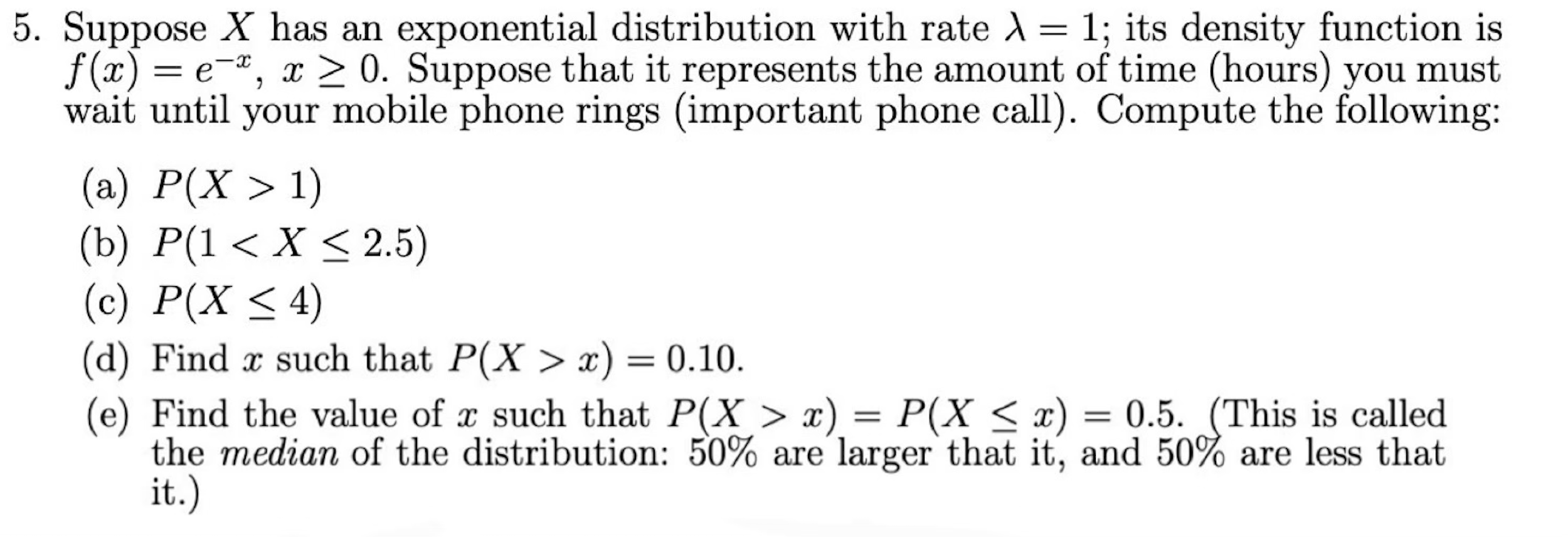 Solved Suppose X has an exponential distribution with rate | Chegg.com
