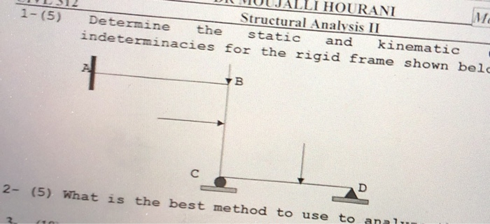 Solved M HOURANI Structural Analysis II 1-(5) Determine the | Chegg.com