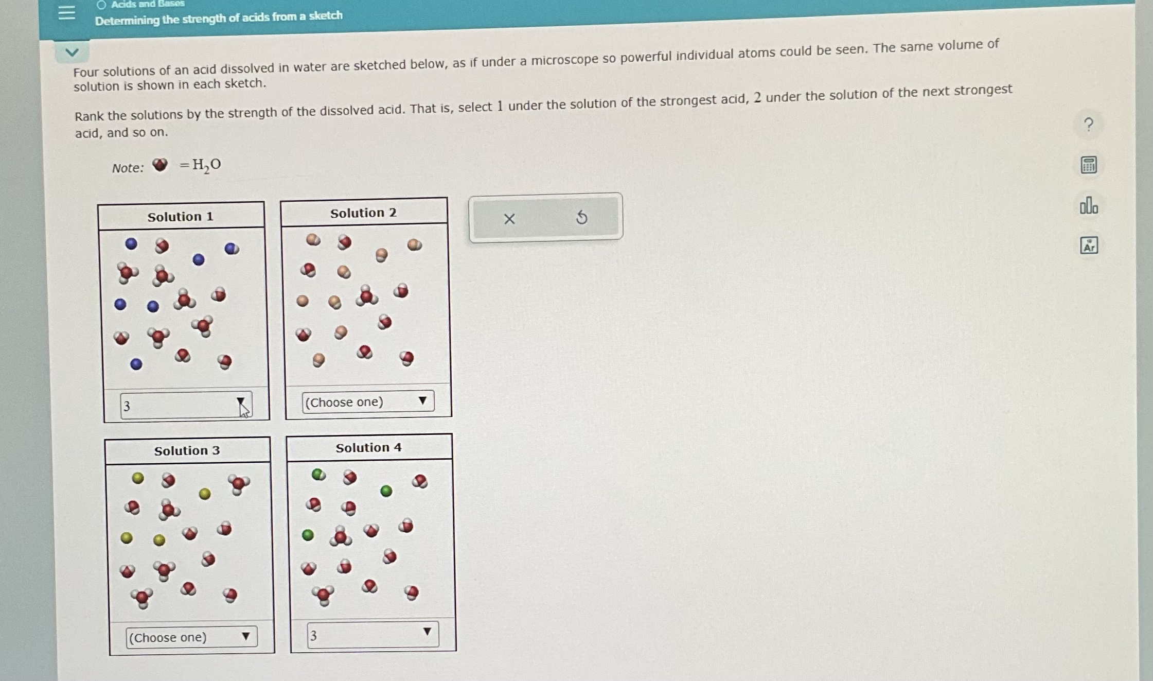 Solved Four solutions of an acid dissolved in water are | Chegg.com