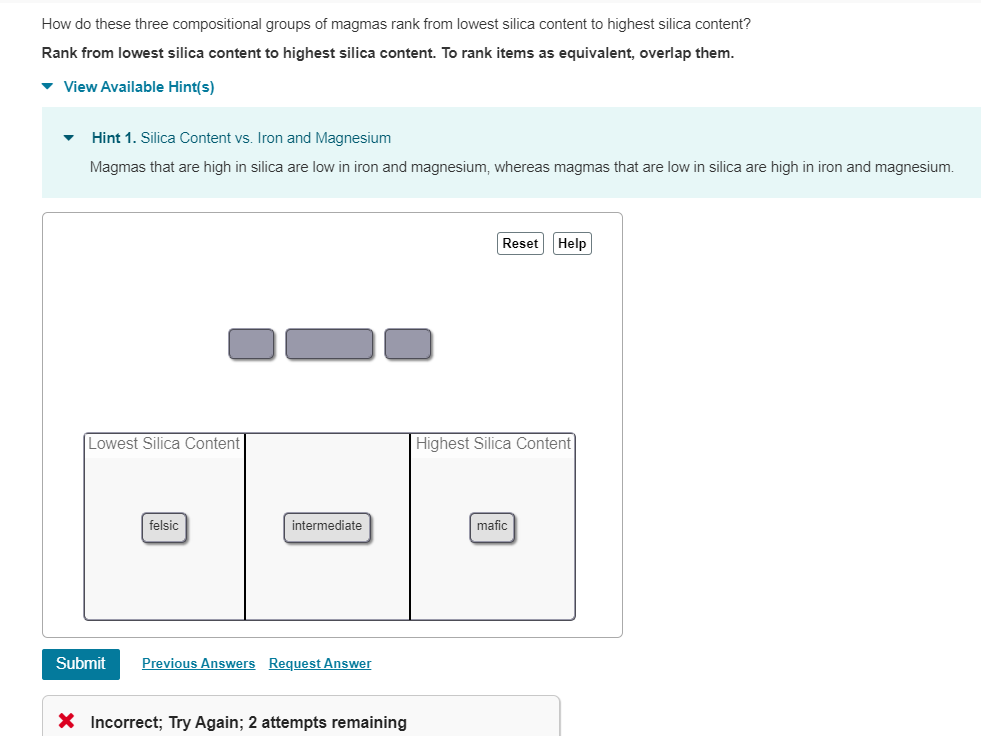 Solved How do these three compositional groups of magmas | Chegg.com