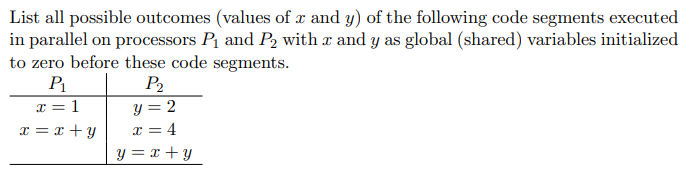 Solved List all possible outcomes (values of x and y ) of | Chegg.com