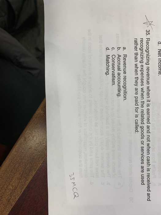 Solved d. Net Ihcome. 35. Recognizing revenue when it is | Chegg.com